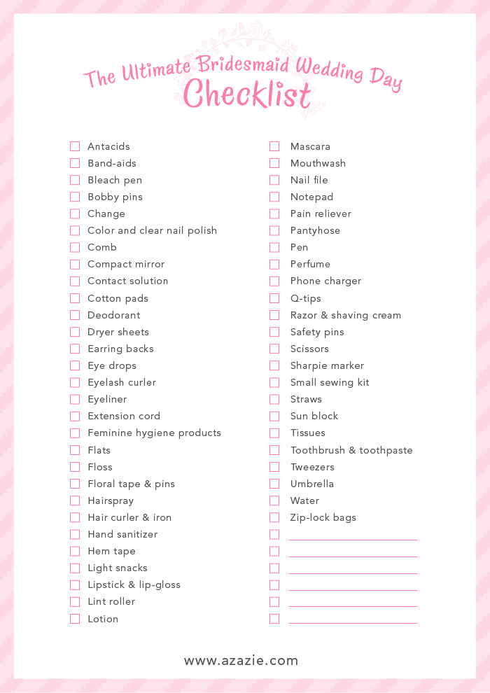The Ultimate Wedding Day Checklist Azazie Blog