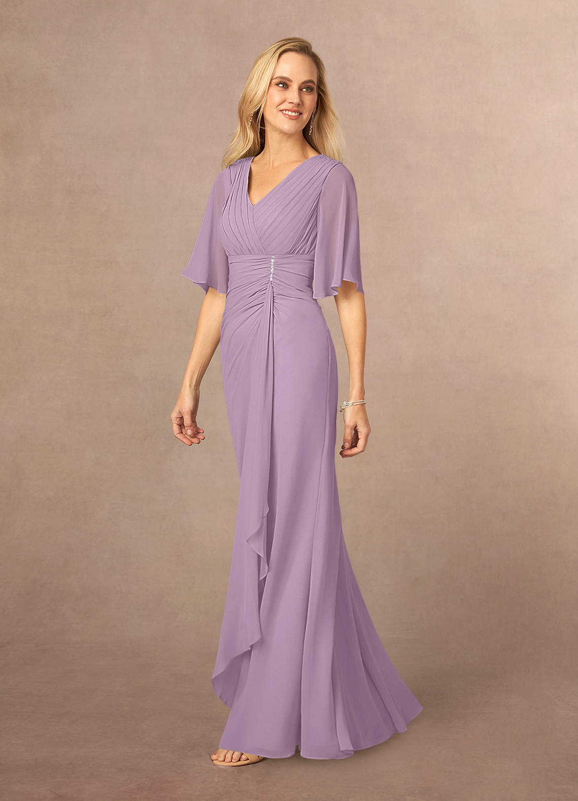 Azazie Carson Wisteria A-Line V-Neck Lace Chiffon Dress | Azazie